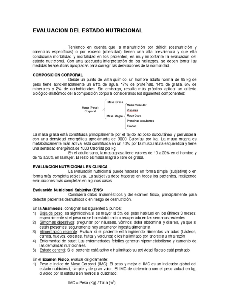 Evaluacion Estado Nutricional | PDF