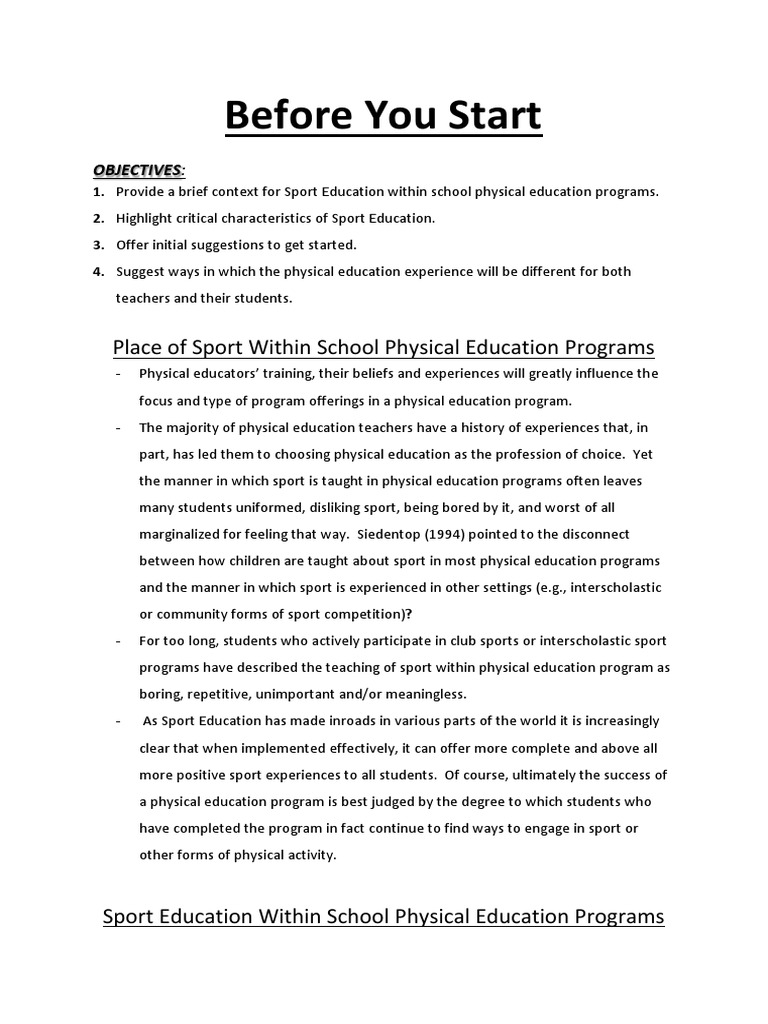 Preperation Sepep | PDF | Physical Education | Sports