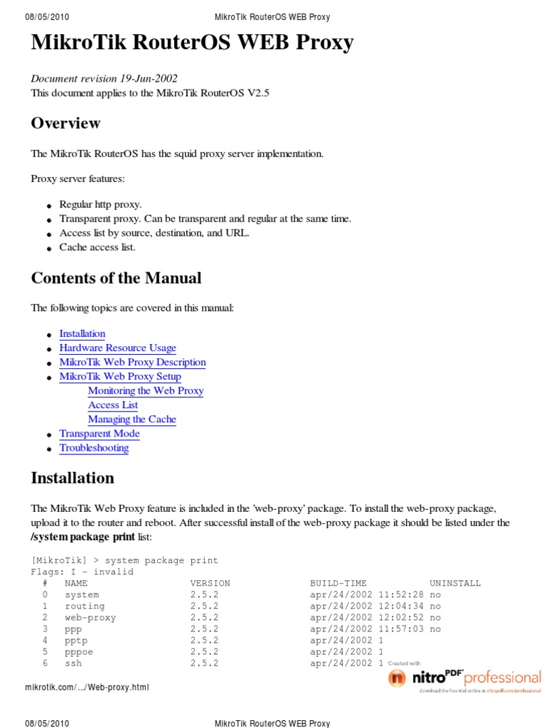 MikroTik RouterOS WEB Proxy | Download Free PDF | Proxy Server | Firewall (Computing)