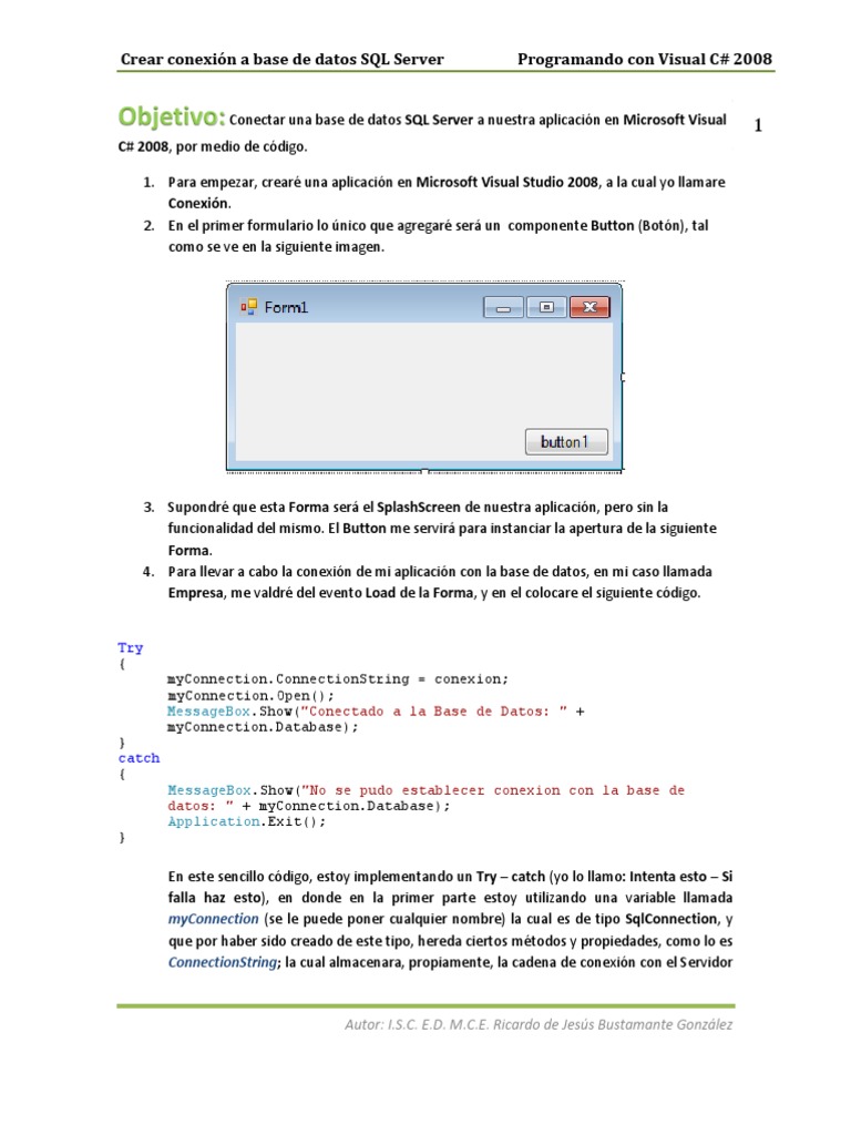 001 Conexion Con BD | PDF | Servidor SQL de Microsoft | C Sharp (lenguaje de programación)