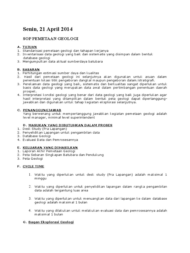 SOP Pemetaan Geologi | PDF