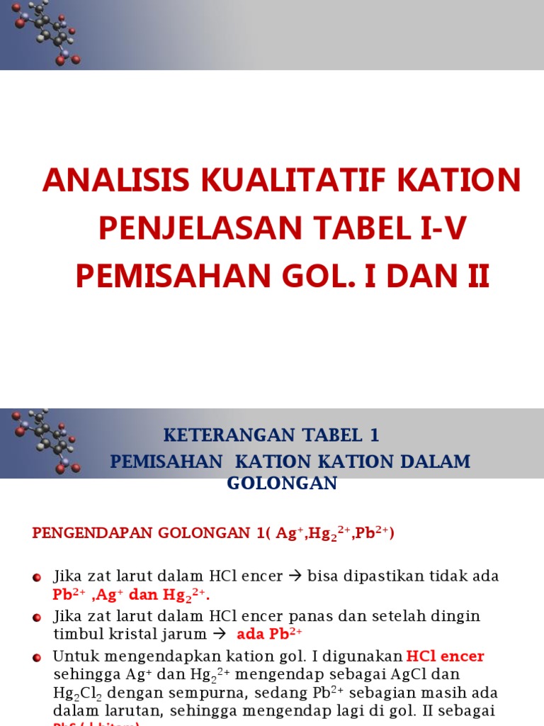 Pemisahan Kation Berdasarkan Golongan | PDF