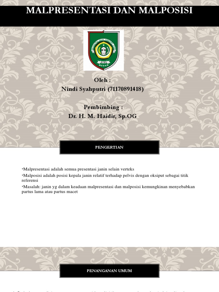 Malpresentasi dan Malposisi Janin | PDF | Kesehatan Holistik