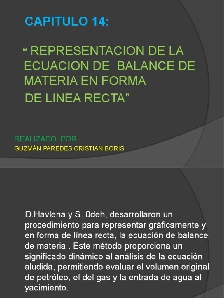 Representación gráfica de la ecuación de balance de materia para ...