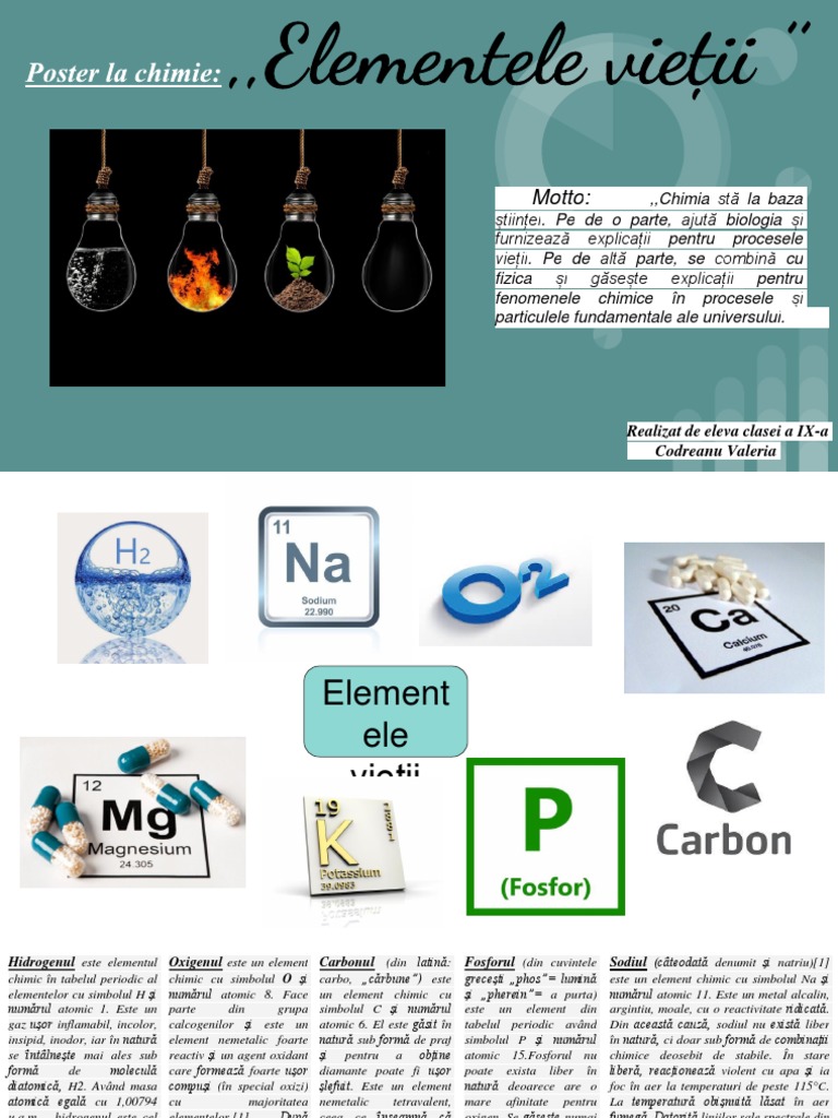 Poster La Chimie - ,,elementele Vieții '' | PDF