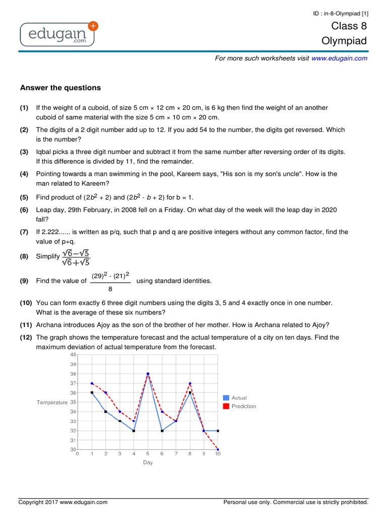 Grade 8 Olympiad in | PDF | Fraction (Mathematics) | Arithmetic