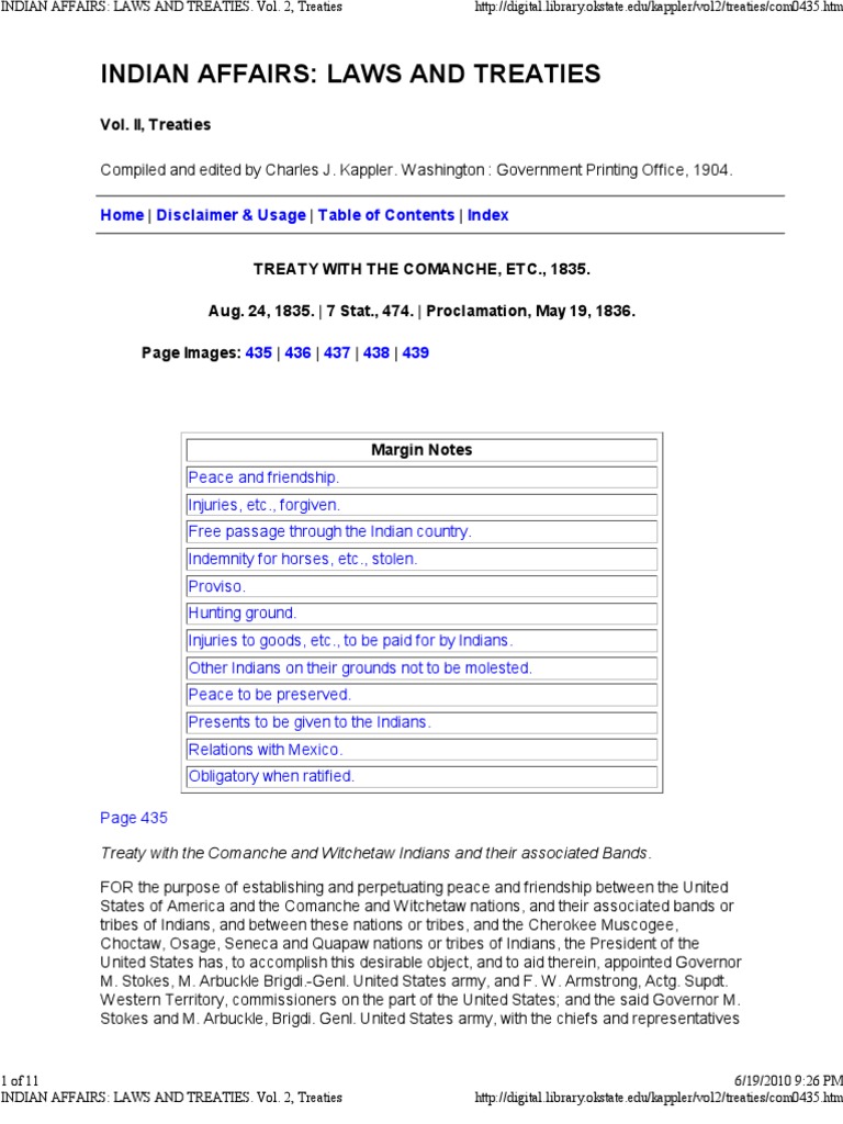 Treaty of 1835 | PDF | Comanche | Native Americans In The United States