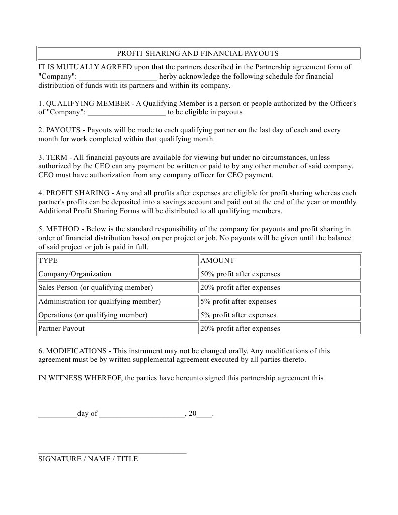 Profit Sharing Agreement Template | PDF | Finance & Money Management