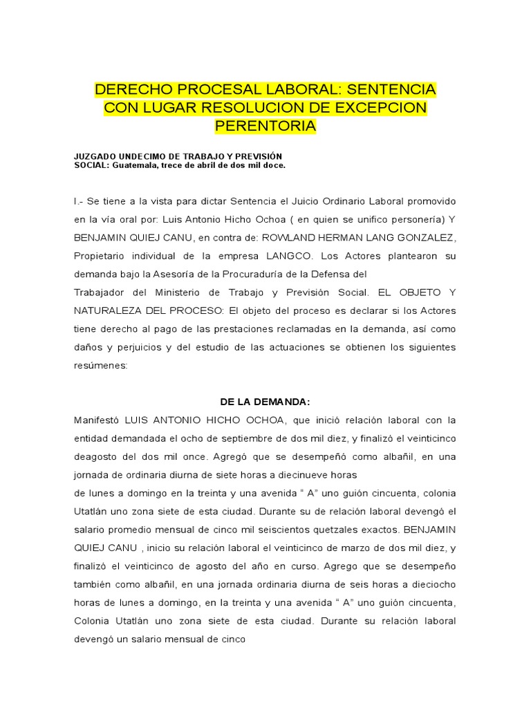 Excepciones Perentorias Aceptadas | PDF | Demanda judicial | Derecho ...