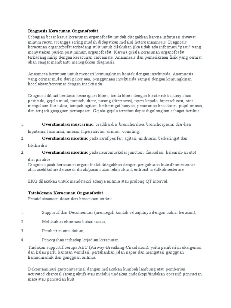 Diagnosis Keracunan Organofosfat | PDF