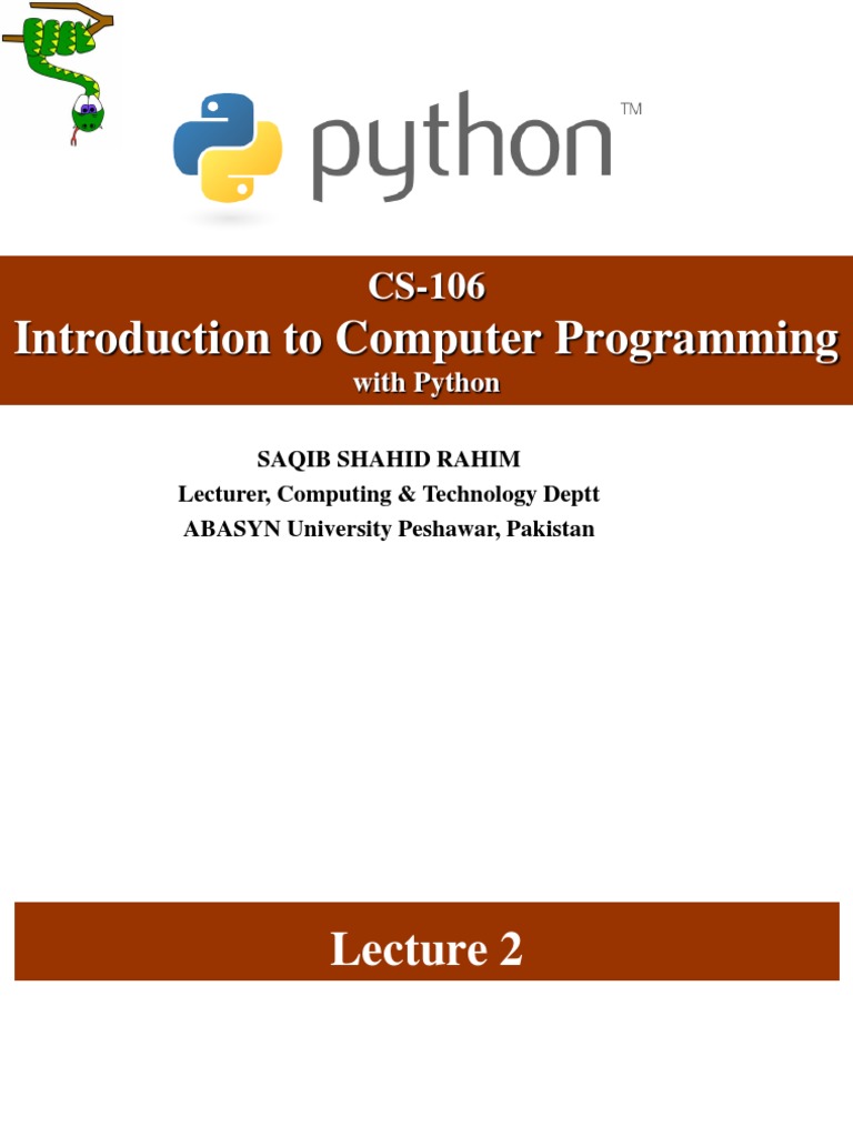 Introduction To Computer Programming: With Python | PDF | Python (Programming Language ...