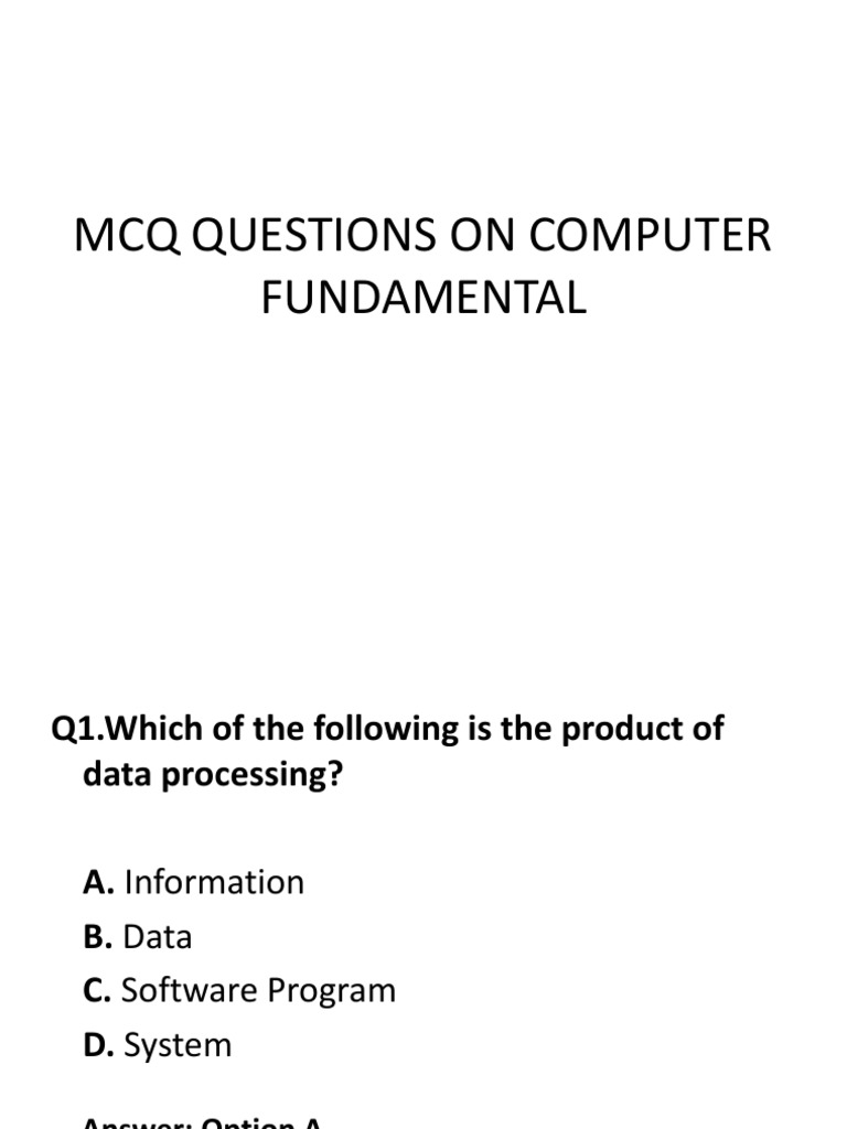 Mcq Questions On Computer Fundamental Pdf Random Access Memory Bios 