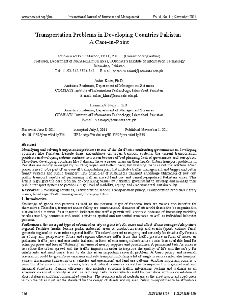 Transportation Problems in Developing Countries Pa | PDF | Public ...