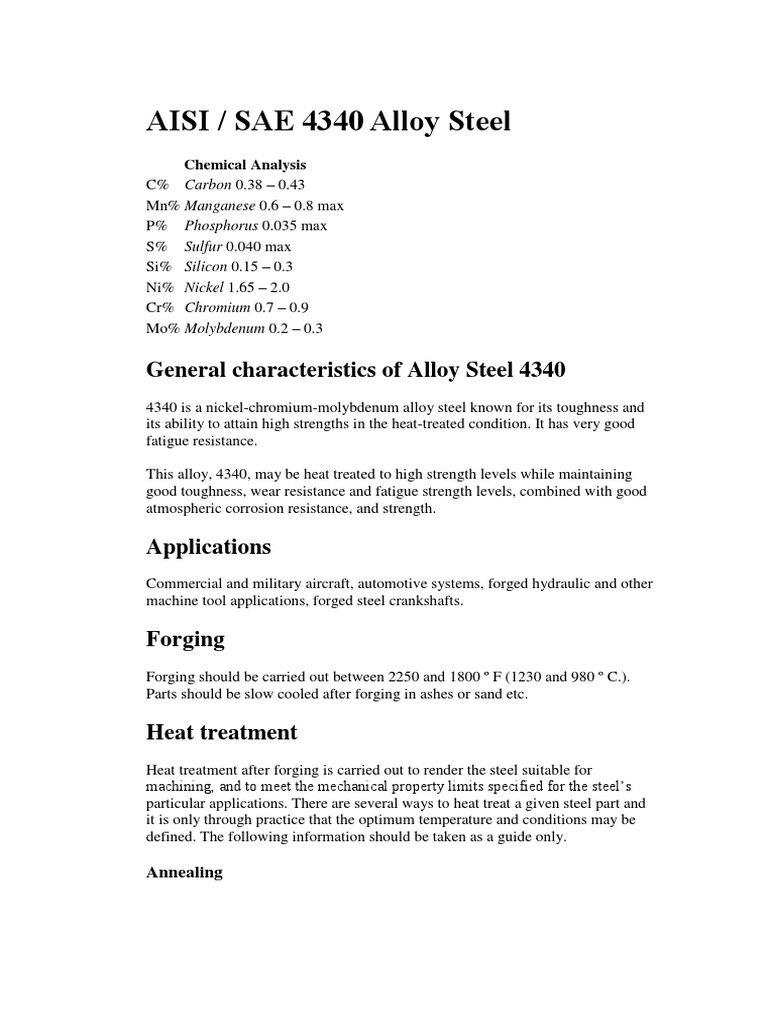 Spesifikasi AISI 4340 | PDF | Heat Treating | Annealing (Metallurgy)