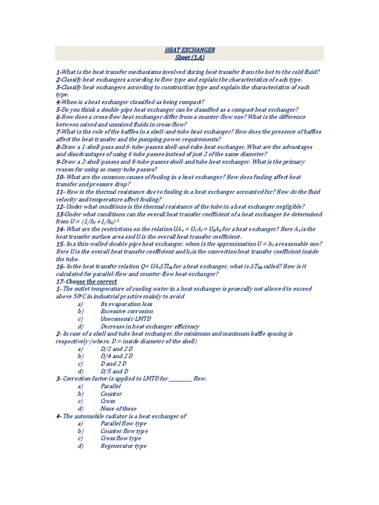 Exercises | PDF | Heat Exchanger | Heat Transfer