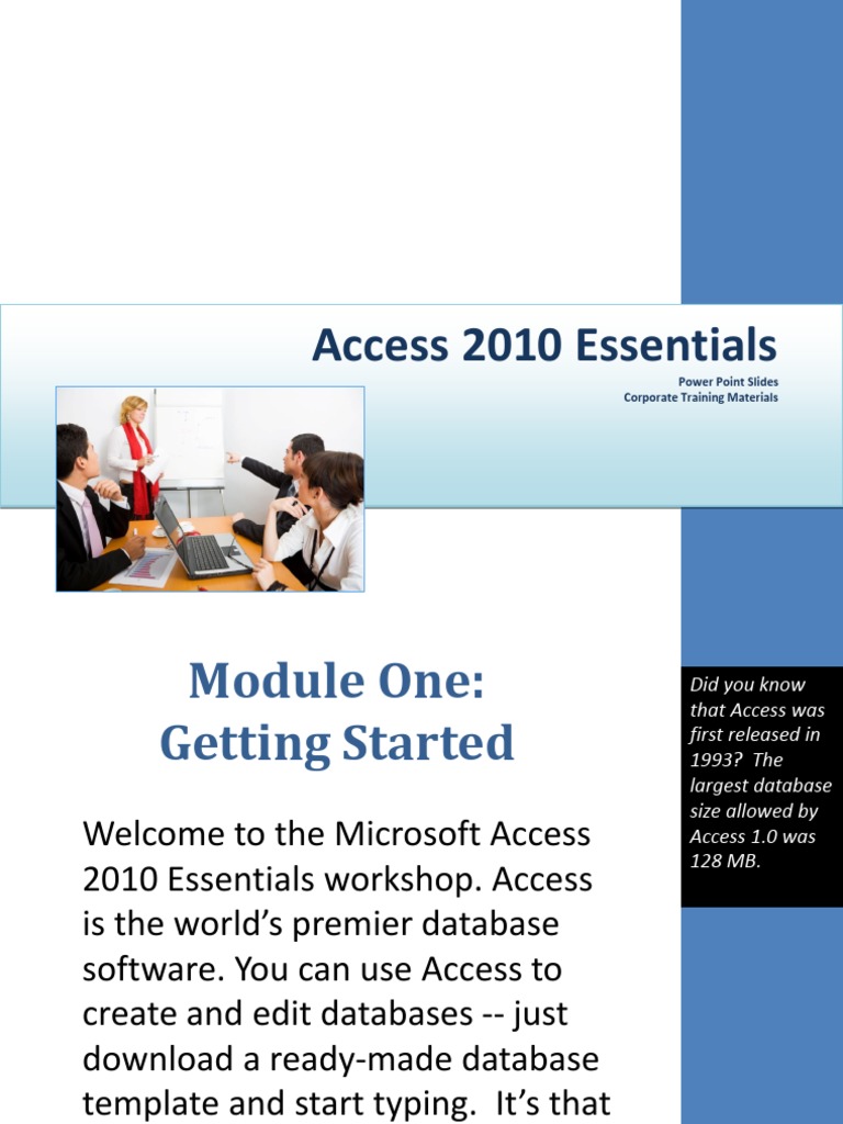 Access 2010 Essentials: Power Point Slides Corporate Training Materials ...