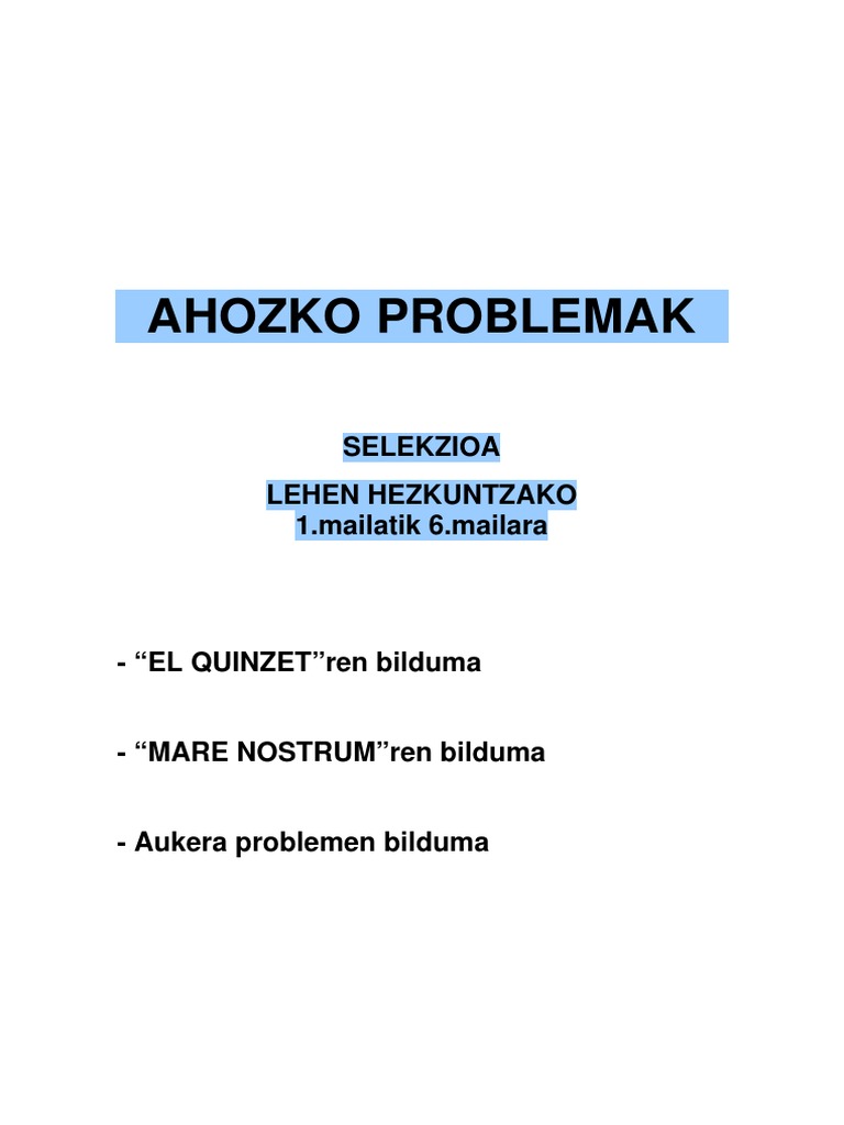 Ahozko Problemak PDF | PDF