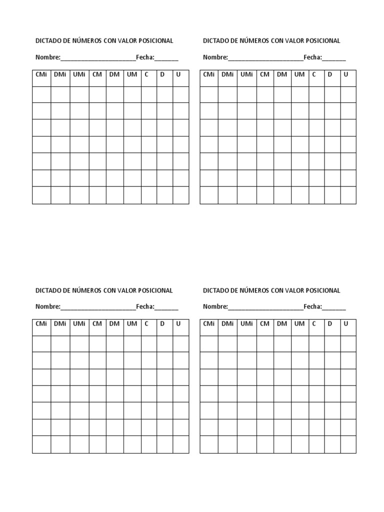 Dictado de Números Con Valor Posicional | PDF