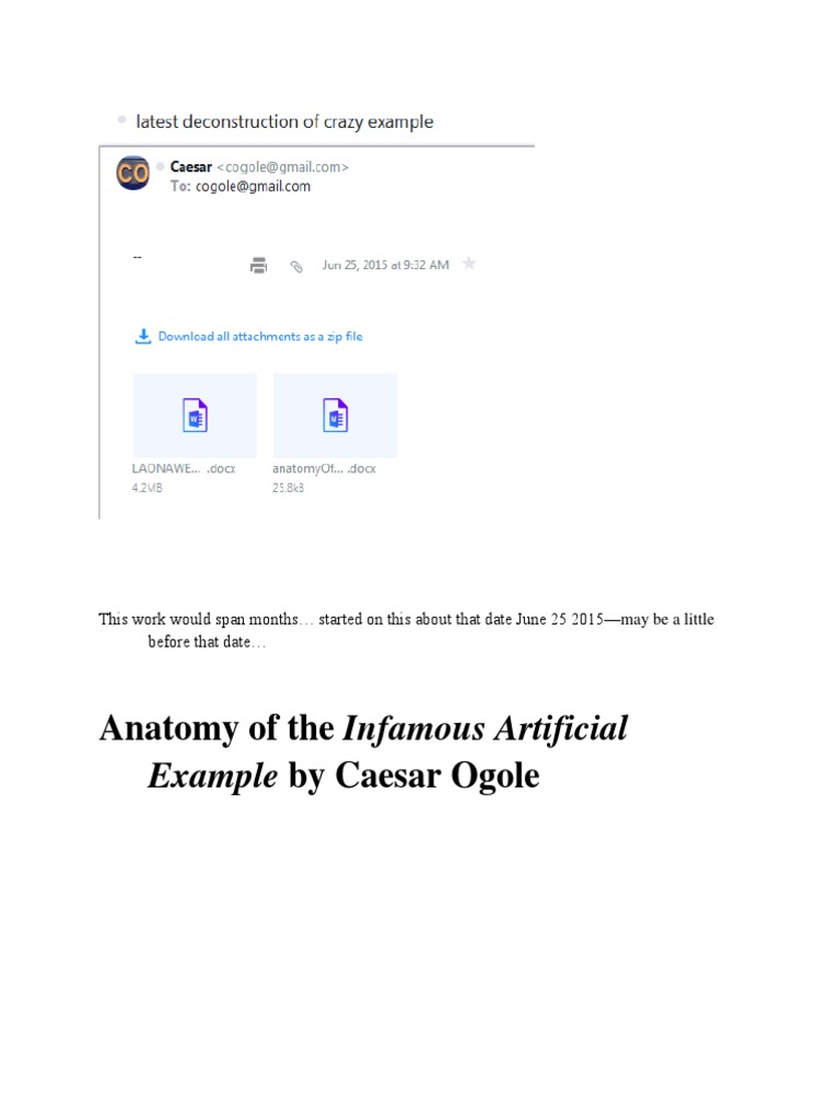 Anatomy of The Infamous Artificial: Example by Caesar Ogole | PDF ...