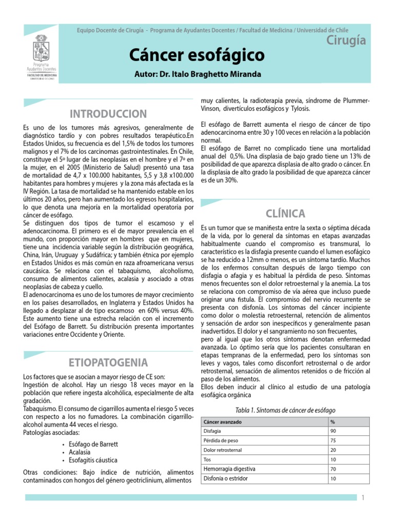 Cáncer Esofágico | PDF | Cáncer de esófago | Metástasis