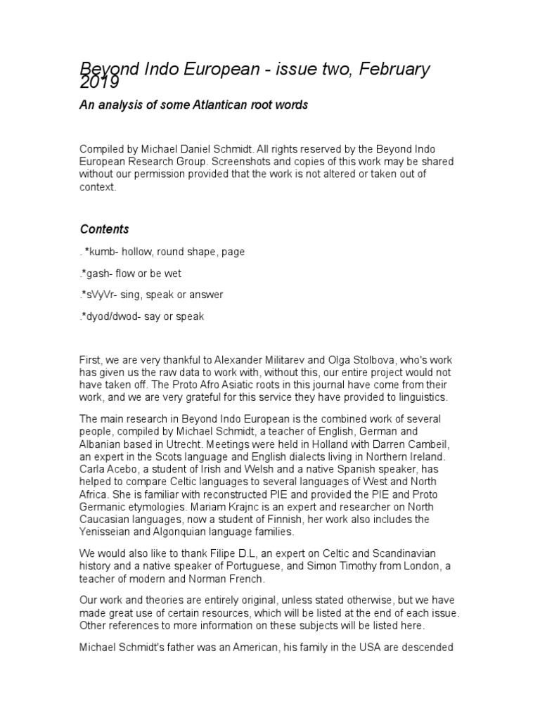 Atlantican Root Words Analysis | PDF | English Language | Irish Language
