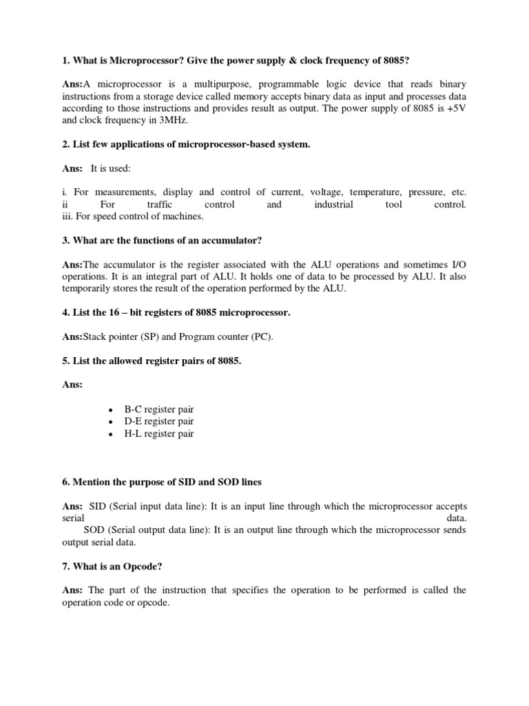 MPMC 2marks (Unit 1 To 5) (Q & A) | PDF | Central Processing Unit ...