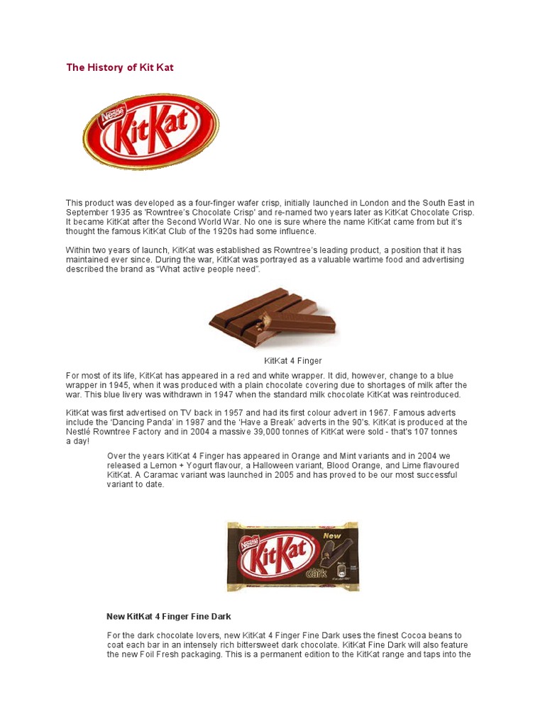 The History of Kit Kat | PDF | Chocolate | Theobroma