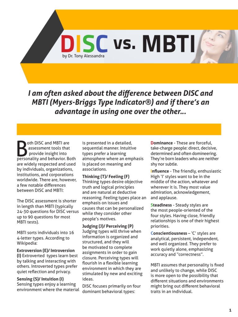 Disc Vs Mbti | PDF | Extraversion And Introversion | Psychological Concepts