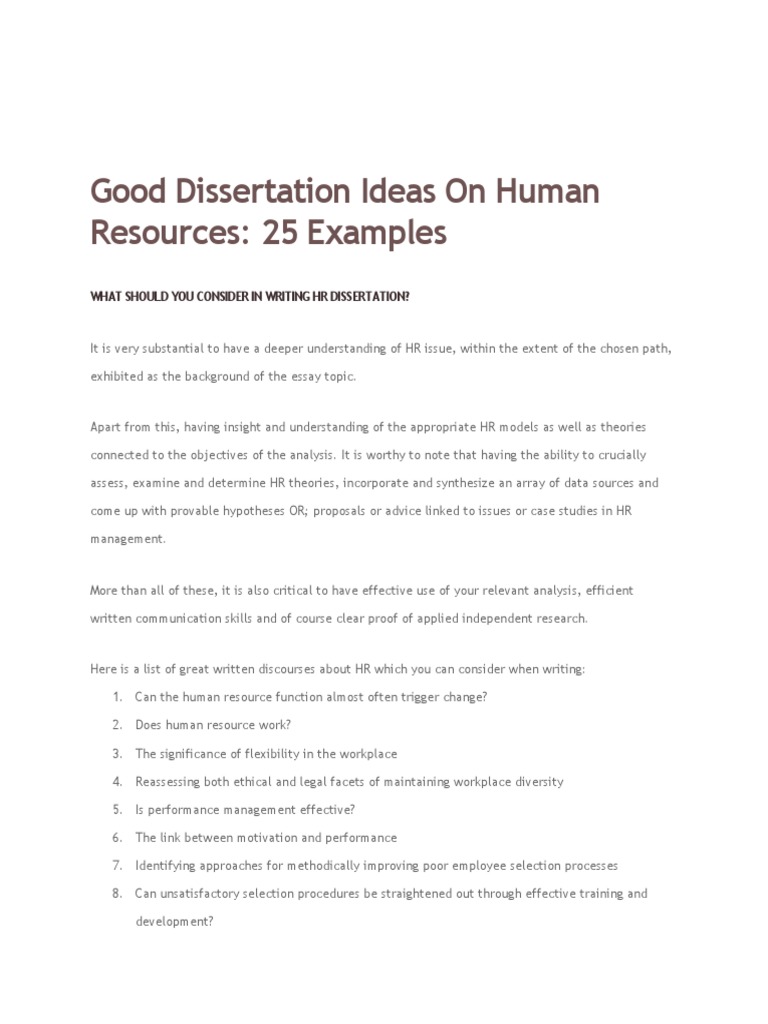 25 HR Dissertation Ideas & Tips | PDF | Leadership | Thesis