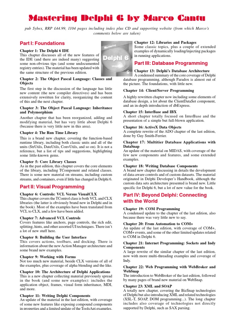 Mastering Delphi6 Pdf Component Object Model Software Engineering