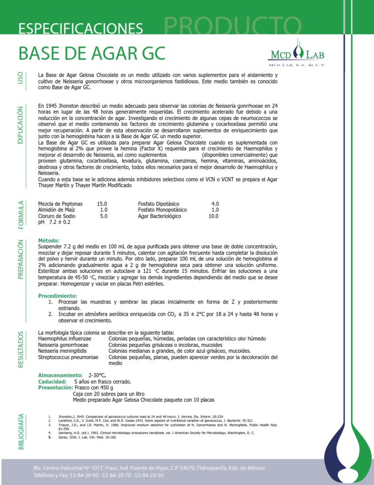 Base Agar GC | PDF | Patologia clinica | Microbiología