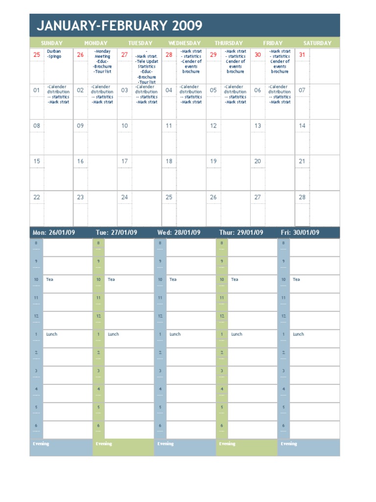 Week and Month Planner | PDF | Sports | Leisure