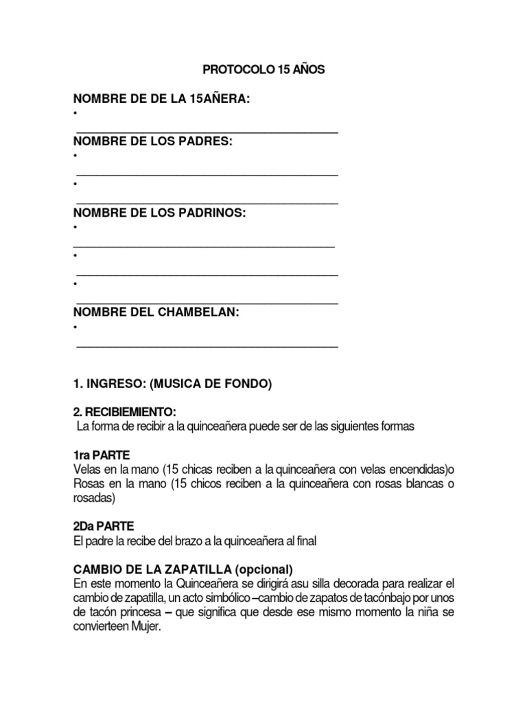 Protocolo 15 Años | PDF | Ocio