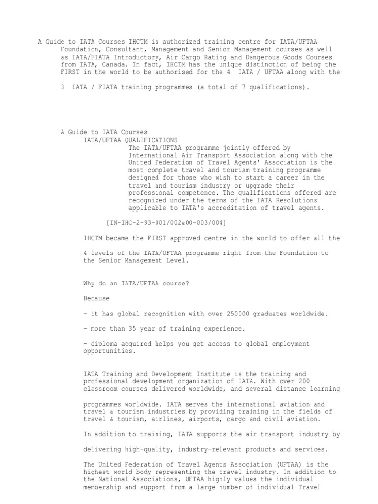 A Guide To IATA Courses | PDF | Dangerous Goods | Cargo