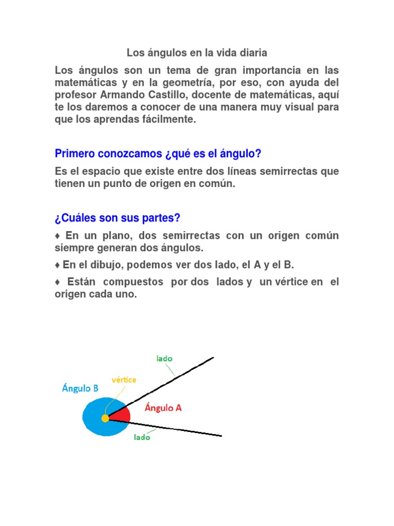 Los Ángulos en La Vida Diaria | PDF | Ángulo | Geometría