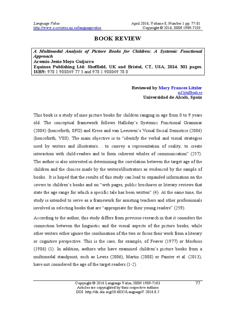Book Review: A Multimodal Analysis of Picture Books For Children: A ...