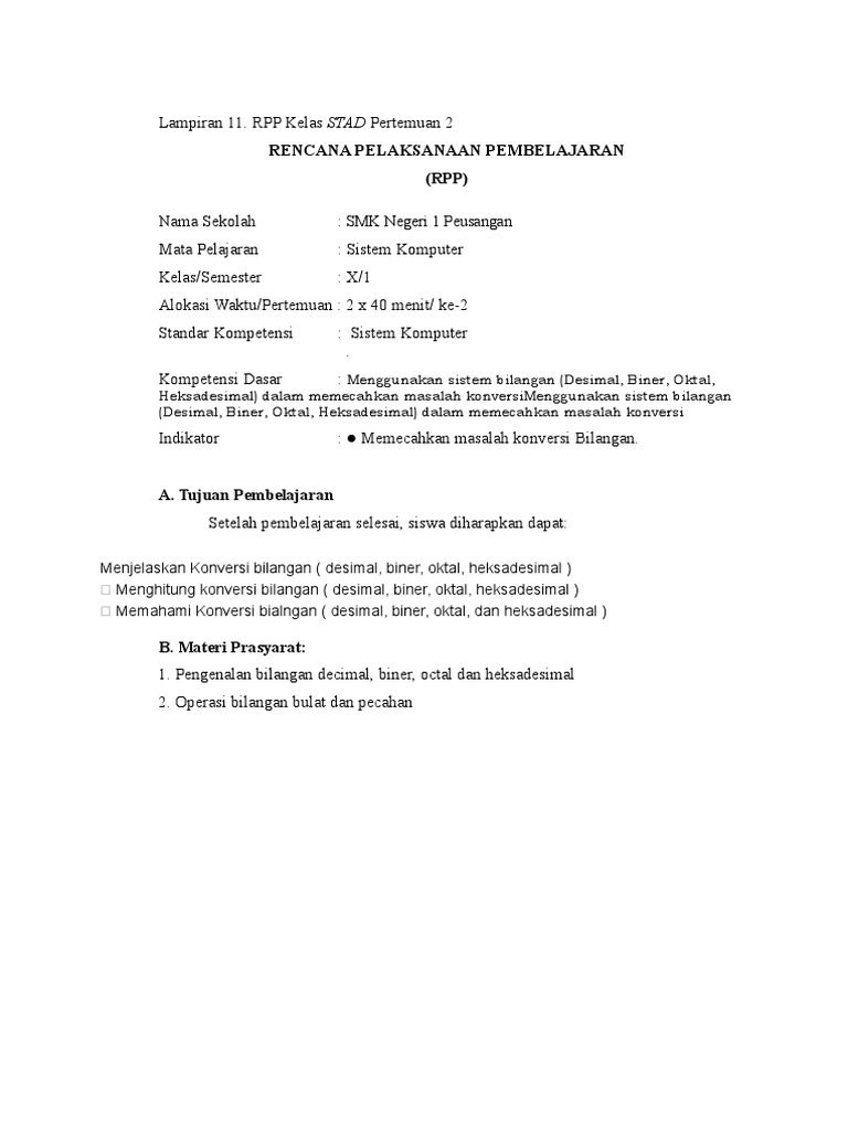 Contoh RPP Stad | PDF