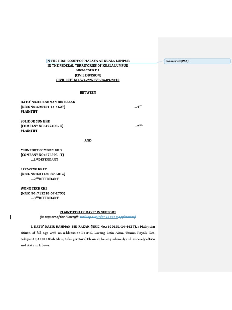 Sample Affidavit in Support Messrs. Izat Hazzail & Co | PDF ...