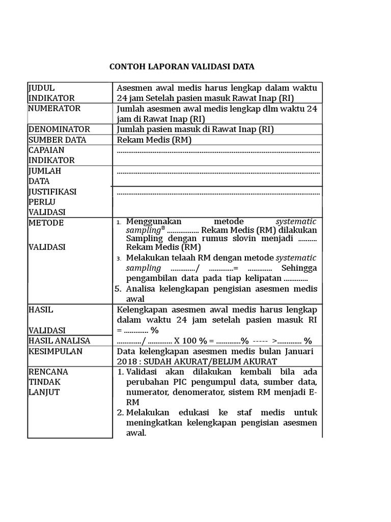 Contoh Soal Validasi Data | PDF