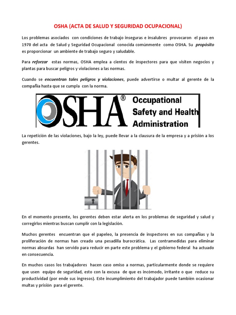 OSHA | PDF | Administración de Seguridad y Salud Ocupacional ...