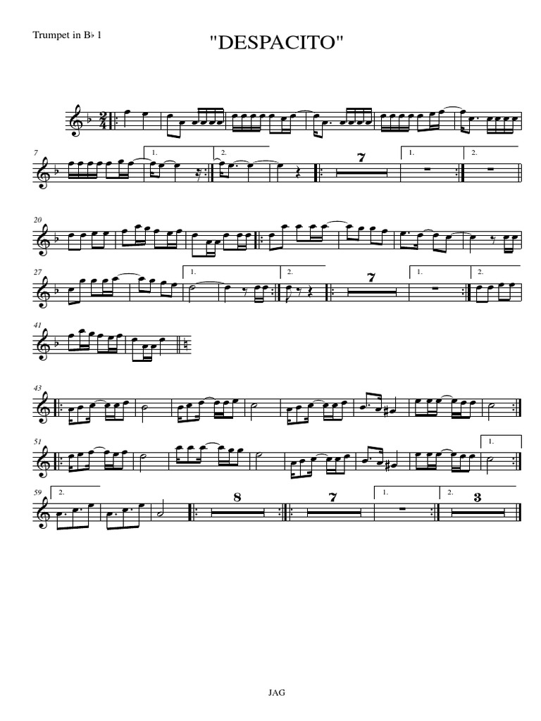 "Despacito Trumpet Sheet Music" | PDF