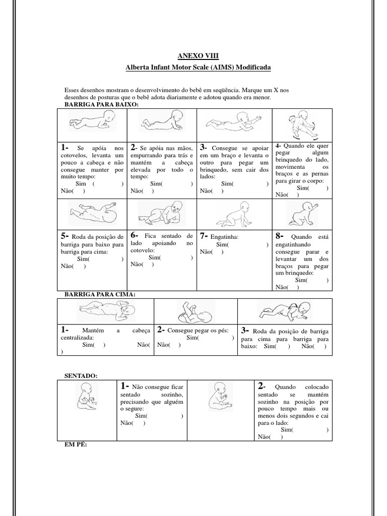 Alberta Infant Motor Scale (AIMS) | Download grátis PDF | Lazer | Esportes