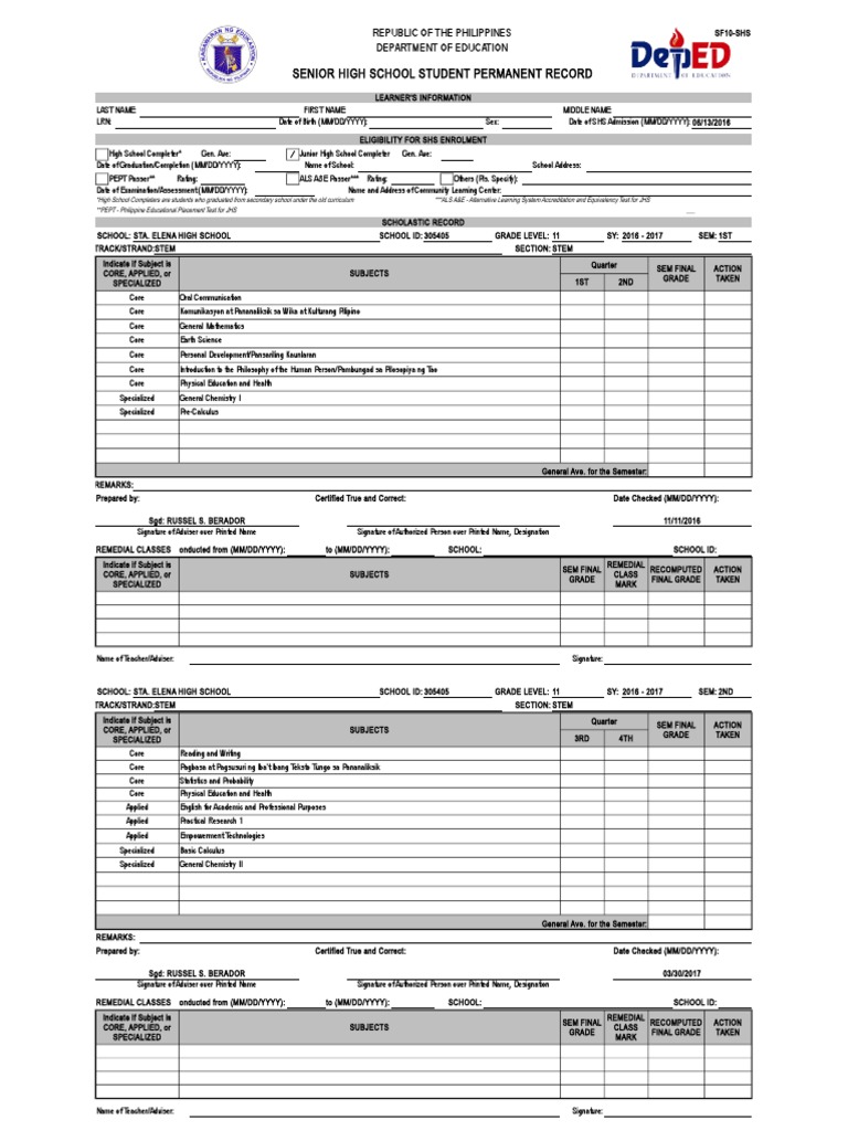 Sf10-Shs 2017 New Stem | PDF | Middle Schools | Curriculum