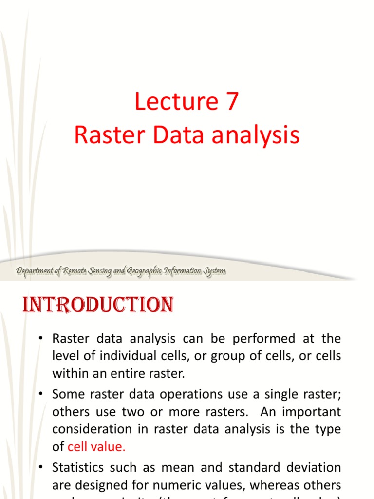 Lecture 7 Raster Data Analysis - Local, Neighborhood and Regional ...