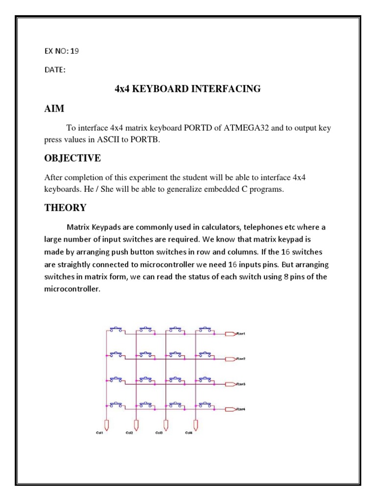4X4 Keyboard Interfacing AIM | Download Free PDF | Computer Keyboard ...