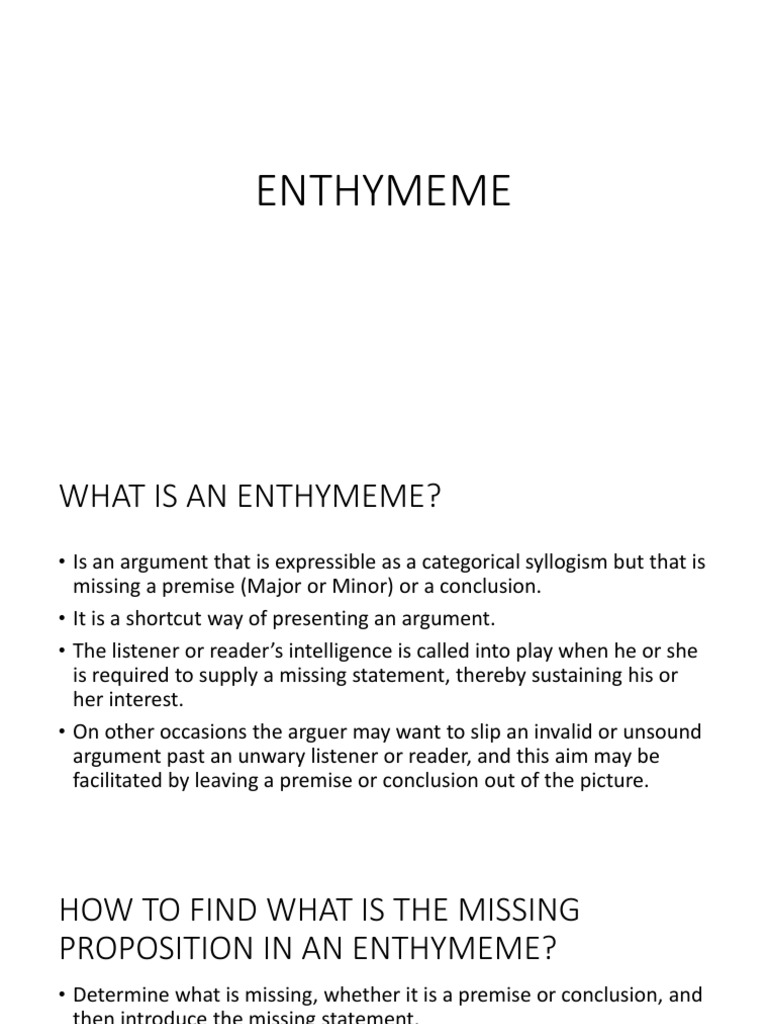 ENTHYMEME | PDF | Argument | Logical Consequence