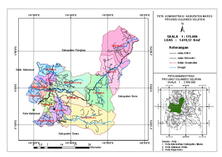 Administrative Map of Maros Regency | PDF