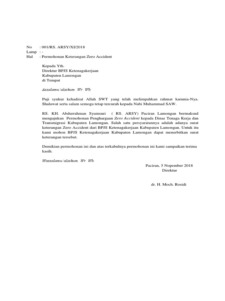 Surat Zero Accident | PDF