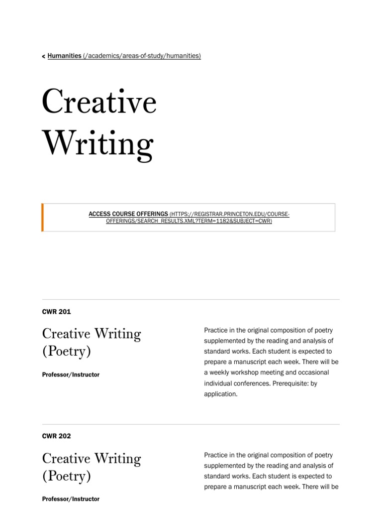 Princeton Creative Writing Courses | PDF | Creative Writing | Translations