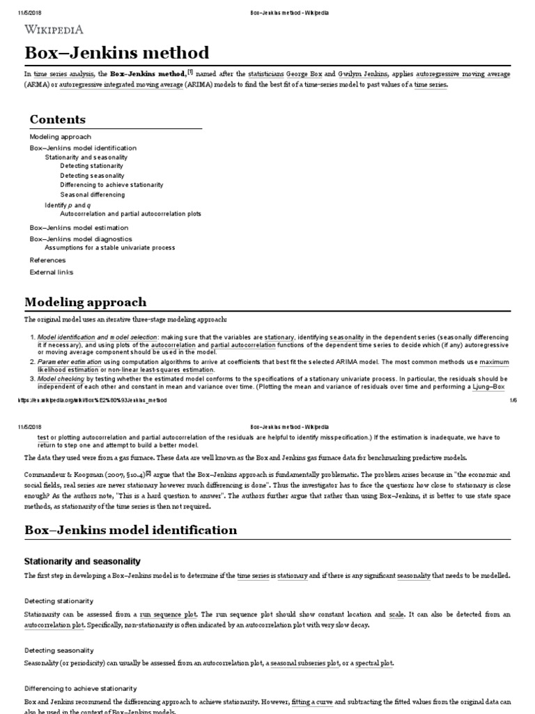 Box-Jenkins Method - Wikipedia | PDF | Multivariate Statistics ...